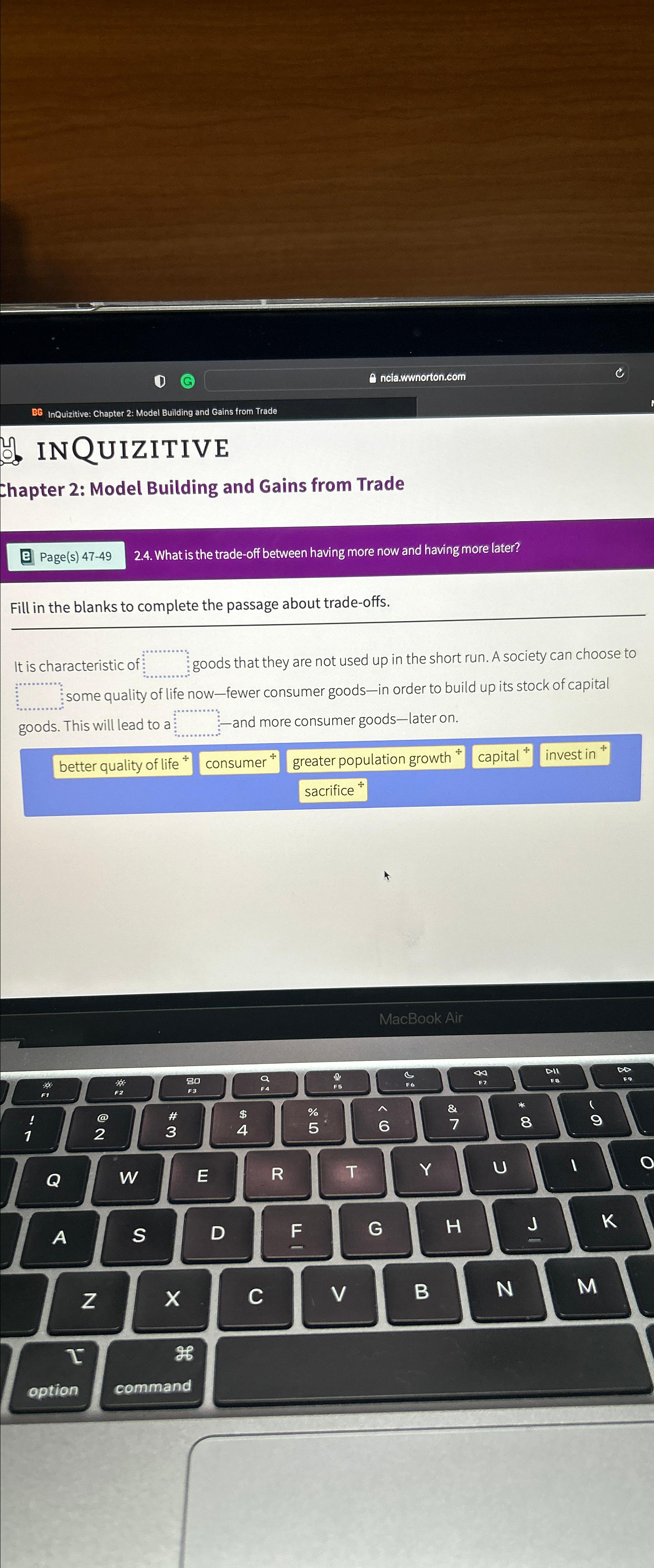 Solved INQUIZITIVEChapter 2: Model Building and Gains from | Chegg.com