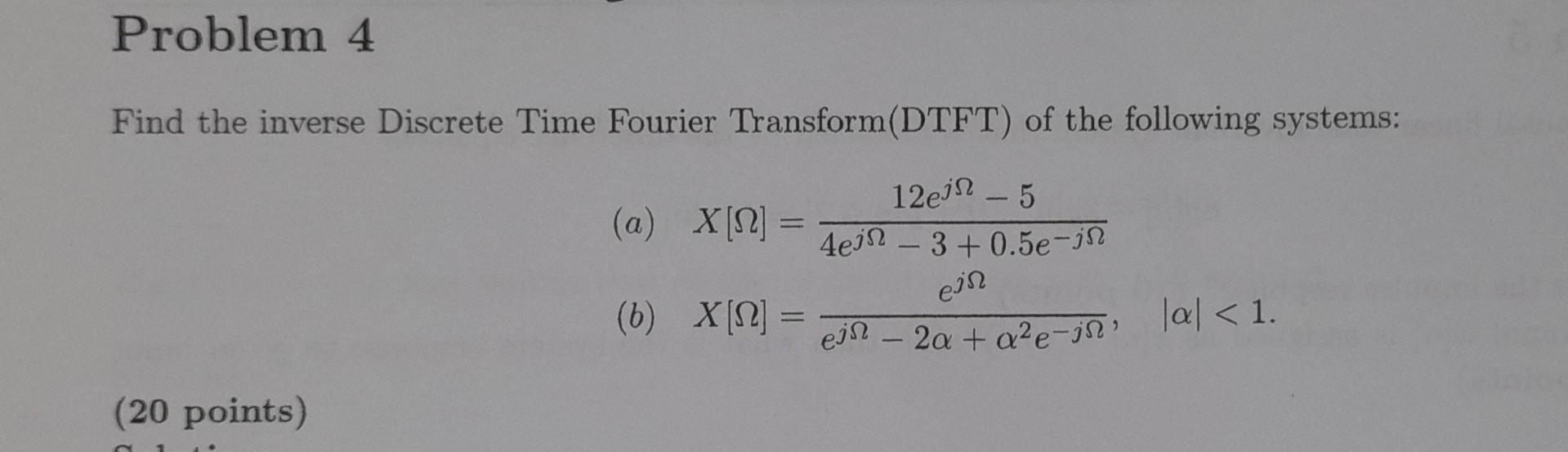 Solved Find the inverse Discrete Time Fourier | Chegg.com