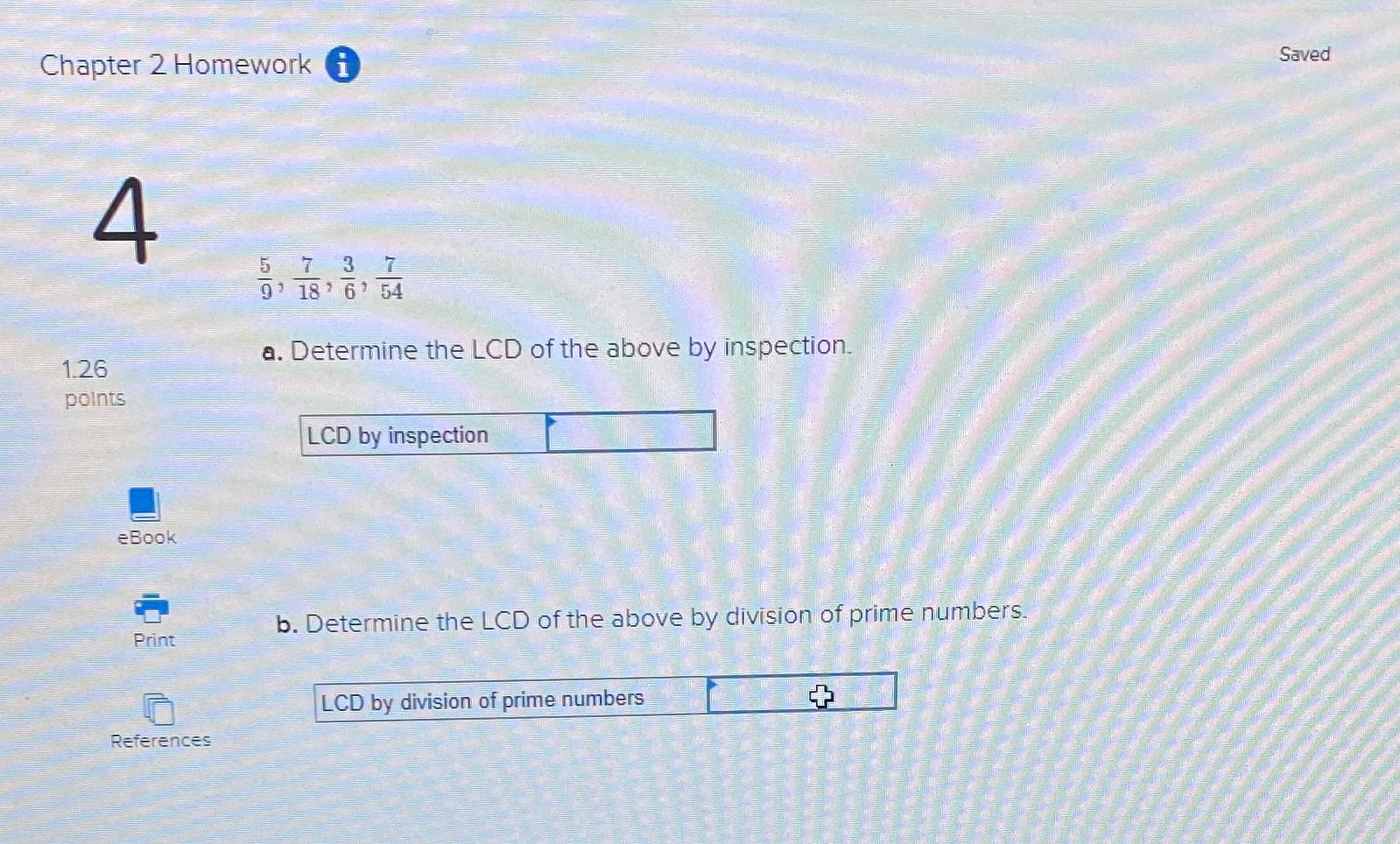 Solved Chapter 2 ﻿HomeworkSaved59,718,36,7541.26a. | Chegg.com
