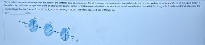 Solved Three polarizing plates whose planes are parallel are | Chegg.com