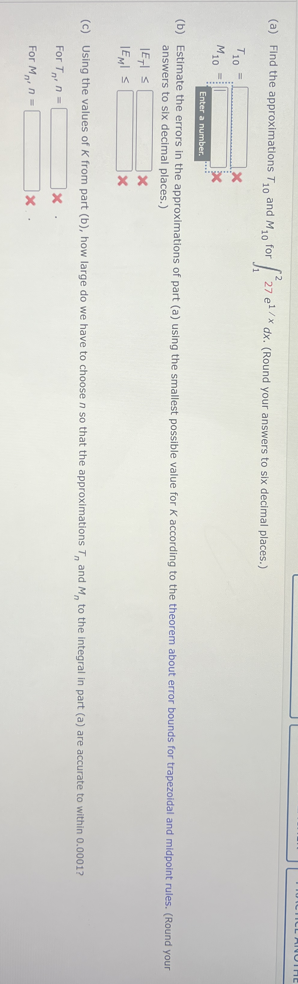 Solved (a) ﻿Find the approximations T10 ﻿and M10 ﻿for | Chegg.com