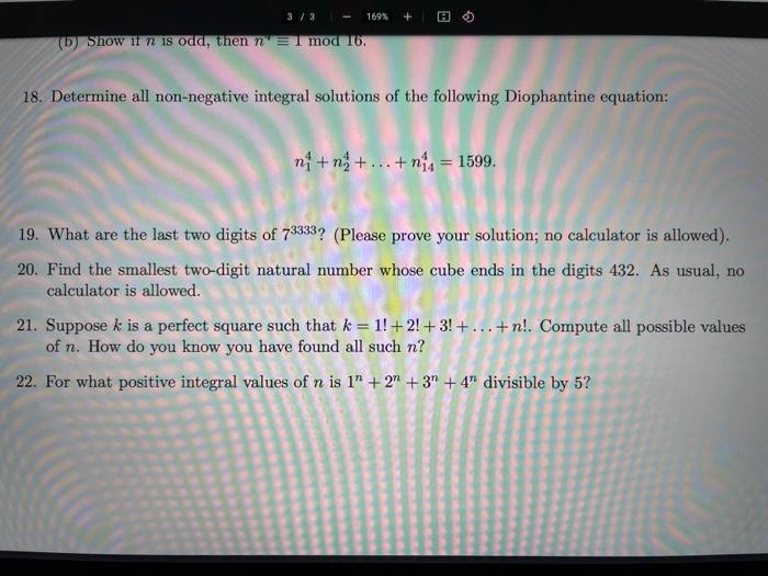 Solved 18. Determine all non-negative integral solutions of | Chegg.com
