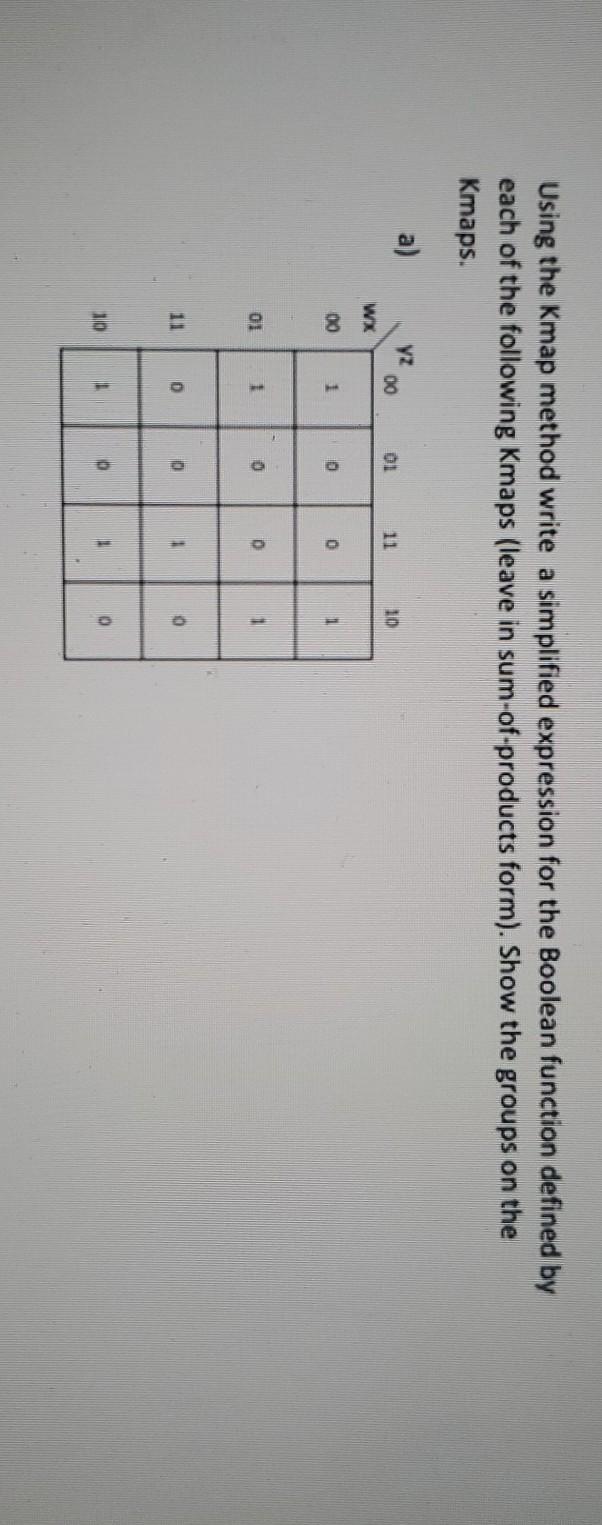 Solved Using the Kmap method write a simplified expression | Chegg.com