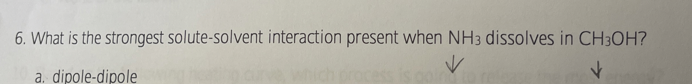Solved What is the strongest solute-solvent interaction | Chegg.com