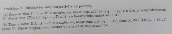 Solved Problem 1: Injectivity and surjectivity (6 points). | Chegg.com