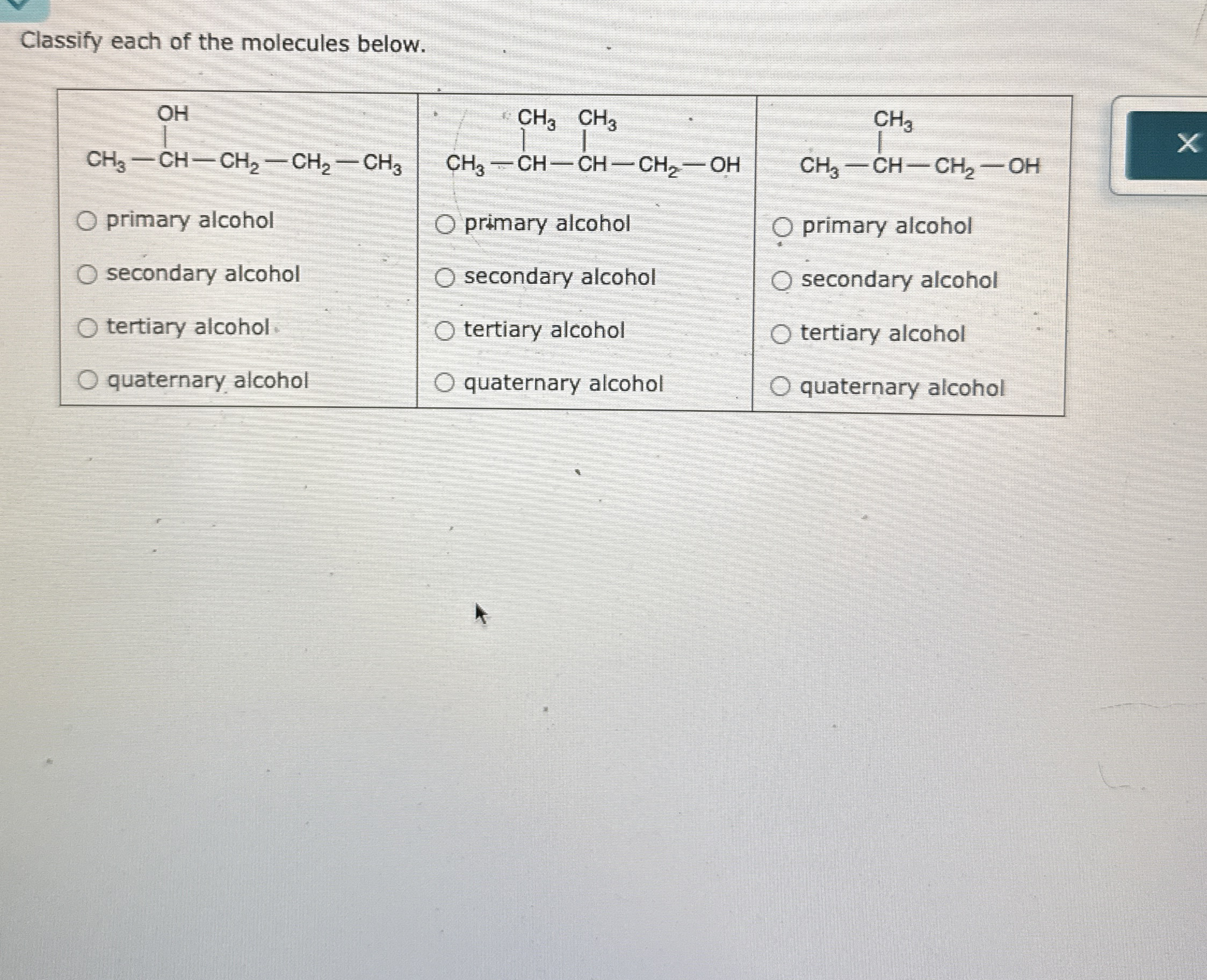 Solved Classify each of the molecules | Chegg.com