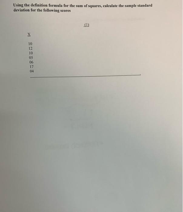 Solved Using the definition formula for the sum of squares, | Chegg.com