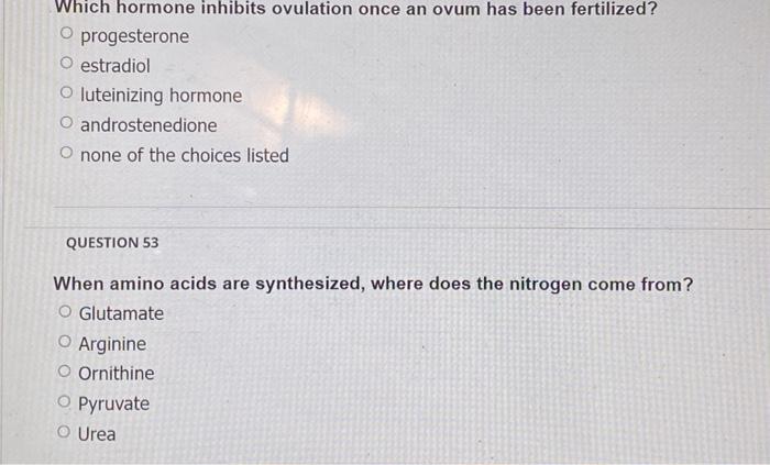 Solved Which hormone inhibits ovulation once an ovum has | Chegg.com