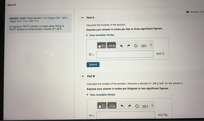 Solved An Aqueous solution of NaCl is made using 125g of | Chegg.com