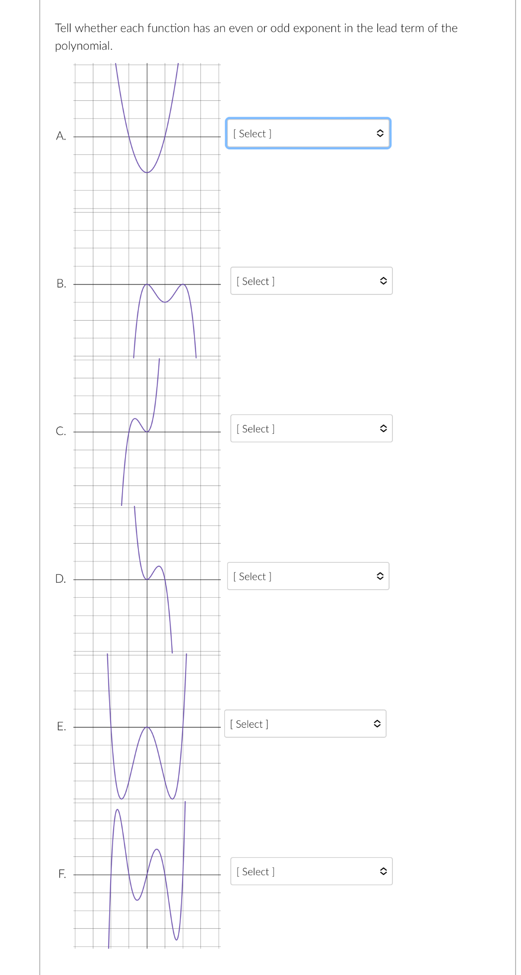 Solved Tell whether each function has an even or odd | Chegg.com