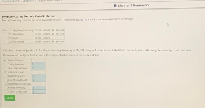 Solved Inventory Costing Methods-Periodic Method Merritt | Chegg.com