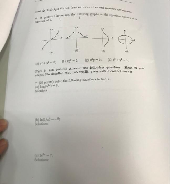 Solved Part 2: Multiple choice one or more than one answers | Chegg.com