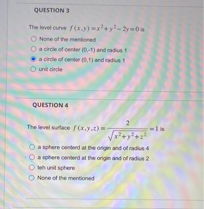 Solved The level curve f(x,y)=x2+y2−2y=0 is None of the | Chegg.com