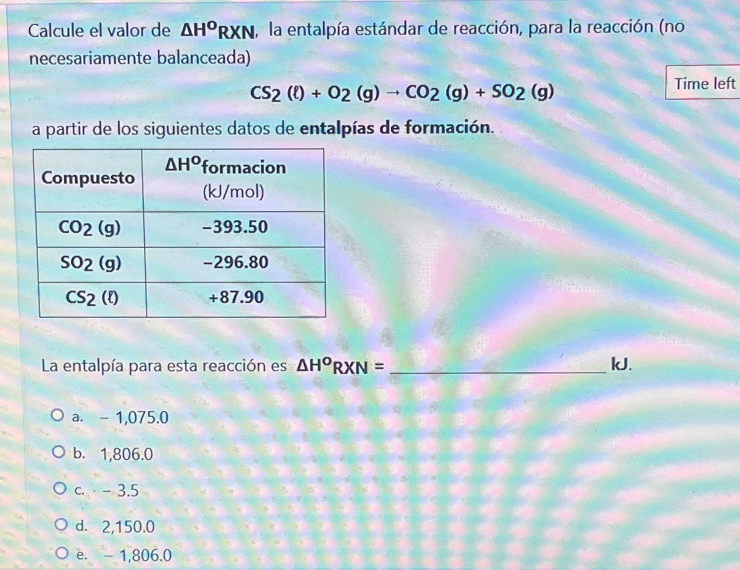 Solved Calcule el valor de ΔHORxN, ﻿la entalpía estándar de | Chegg.com