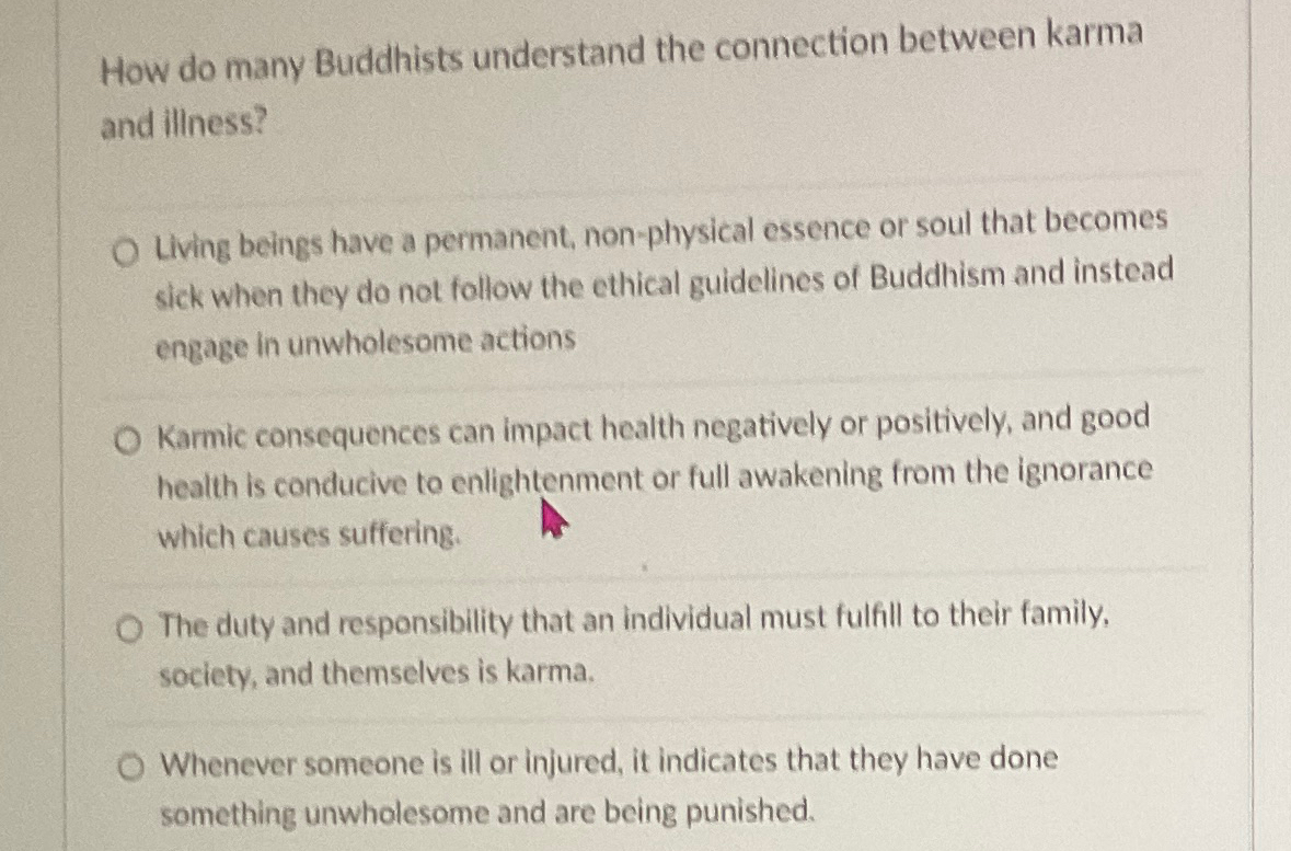 Solved How do many Buddhists understand the connection | Chegg.com