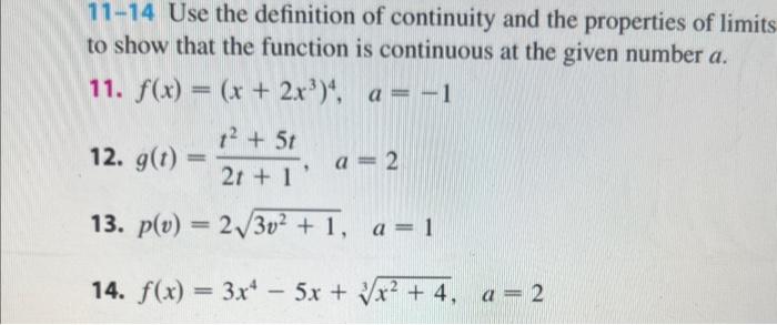 Solved 11 14 Use The Definition Of Continuity And The