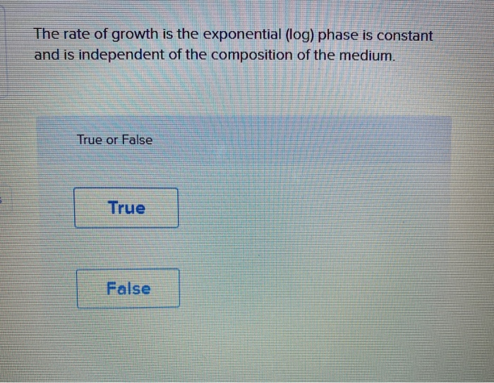 Solved The rate of growth is the exponential (log) phase is | Chegg.com