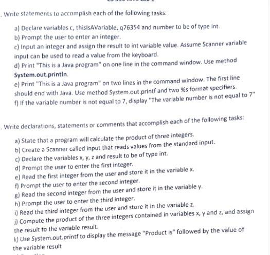 Solved Write statements to accomplish each of the following | Chegg.com