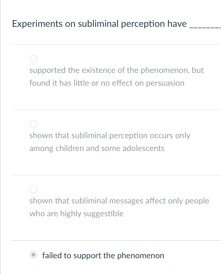 Solved Experiments on subliminal perception have q,supported | Chegg.com