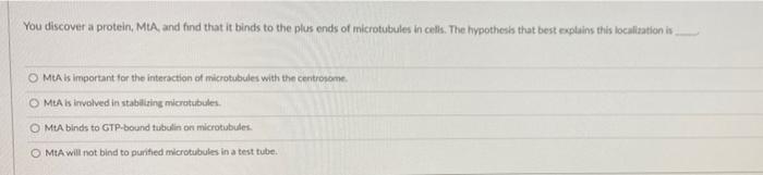 Solved What is the function of the GTP cap on microtubules? | Chegg.com