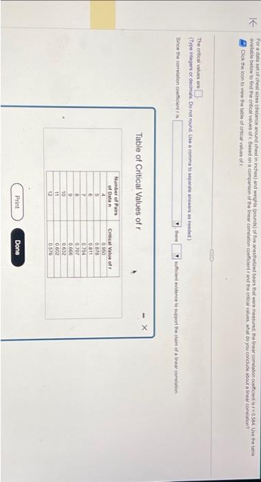Solved Click the icon to wew the table of erical values of | Chegg.com