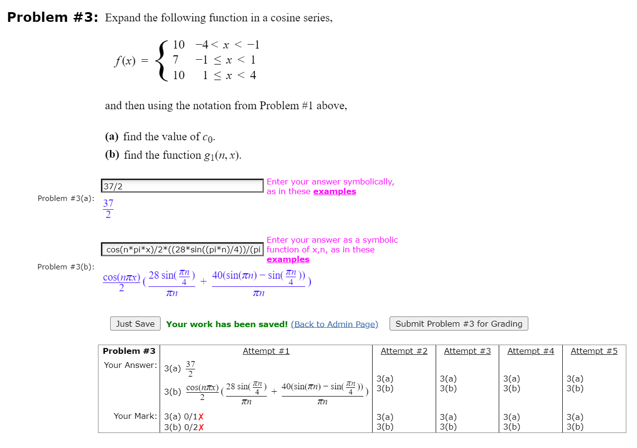 Solved Problem #3: Expand the following function in a cosine | Chegg.com