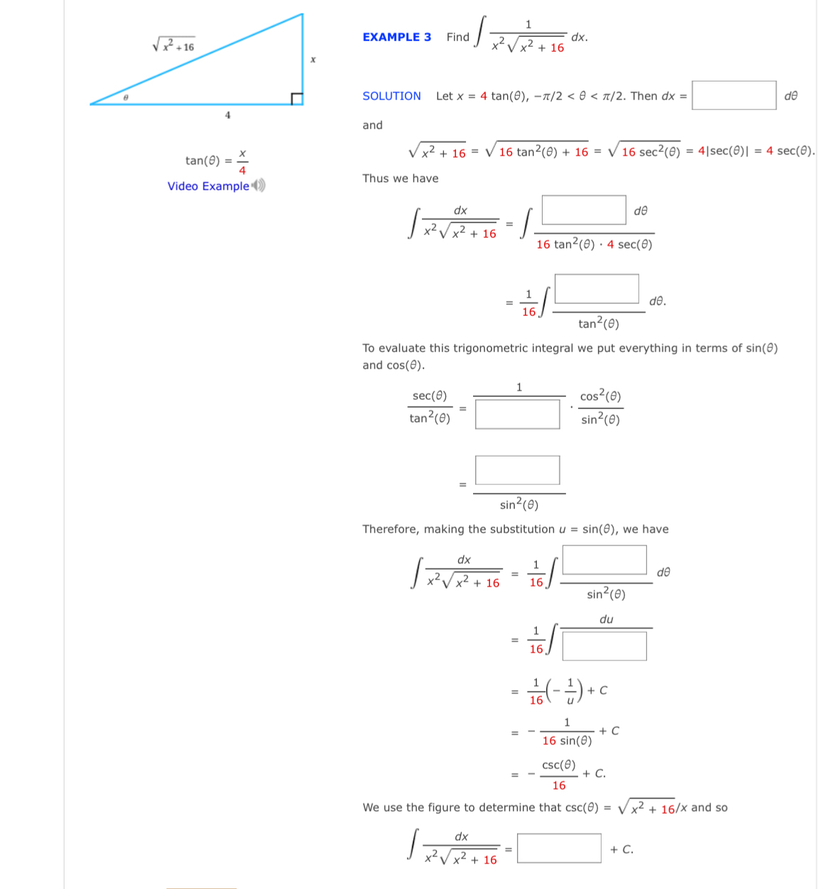 Solved EXAMPLE 3 ﻿Find ∫﻿﻿1x2x2+162dx.SOLUTION Let | Chegg.com
