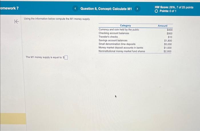Solved \& Question 8, Concept Calculate M1 Using the | Chegg.com