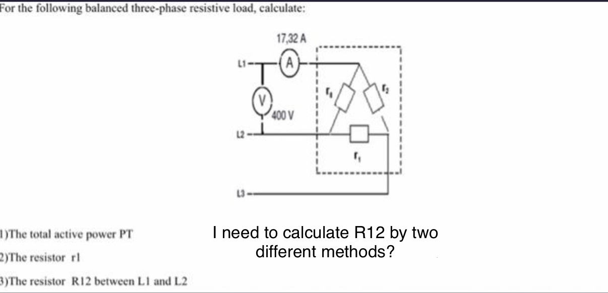 Solved For the following balanced three-phase resistive | Chegg.com