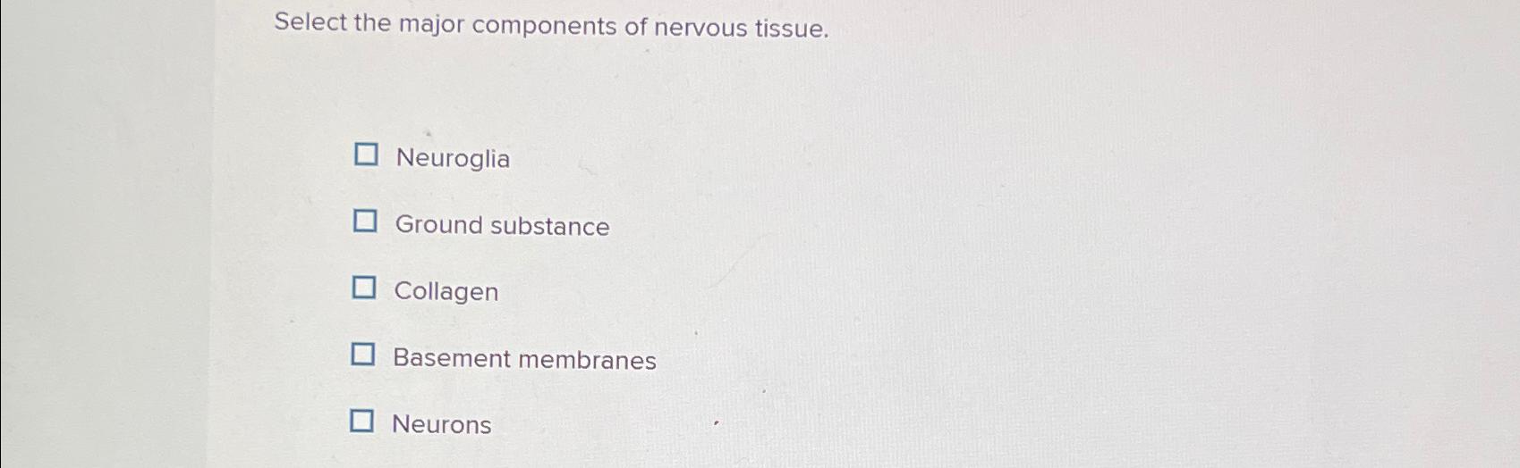 Solved Select the major components of nervous | Chegg.com