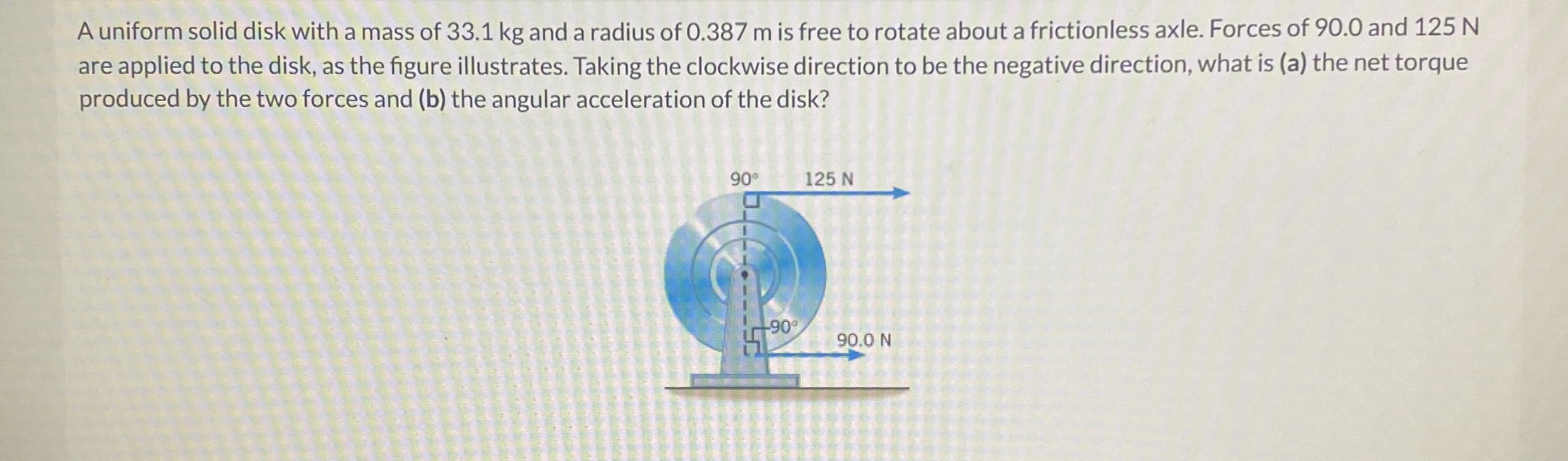 Solved A uniform solid disk with a mass of 33.1 ﻿kg and a | Chegg.com