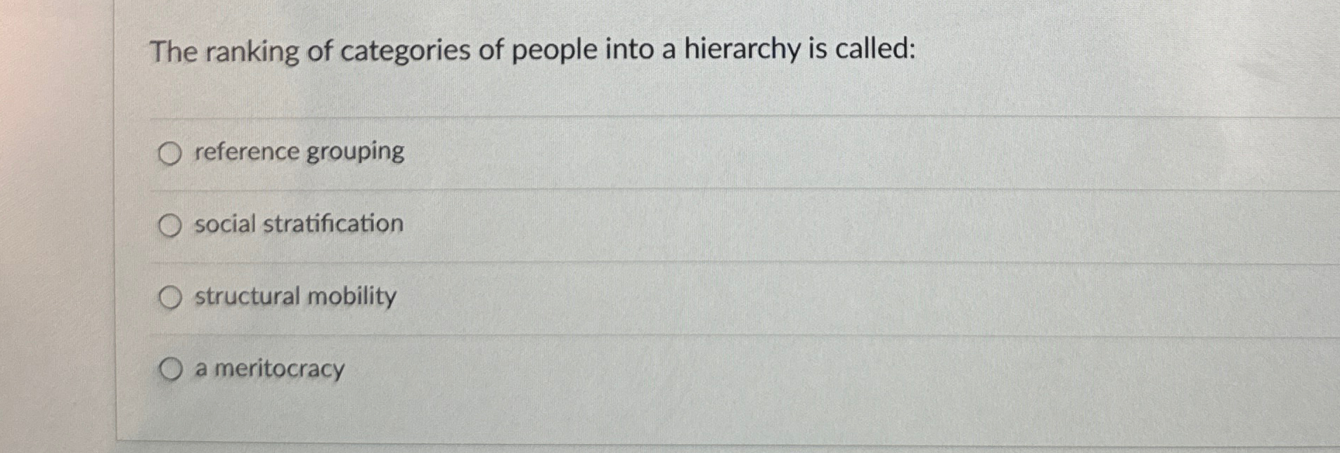 Solved The ranking of categories of people into a hierarchy | Chegg.com