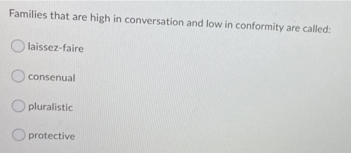 Solved Families that are high in conversation and low in | Chegg.com
