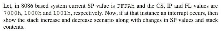 Solved Let, in 8086 based system current SP value is FFFAh | Chegg.com