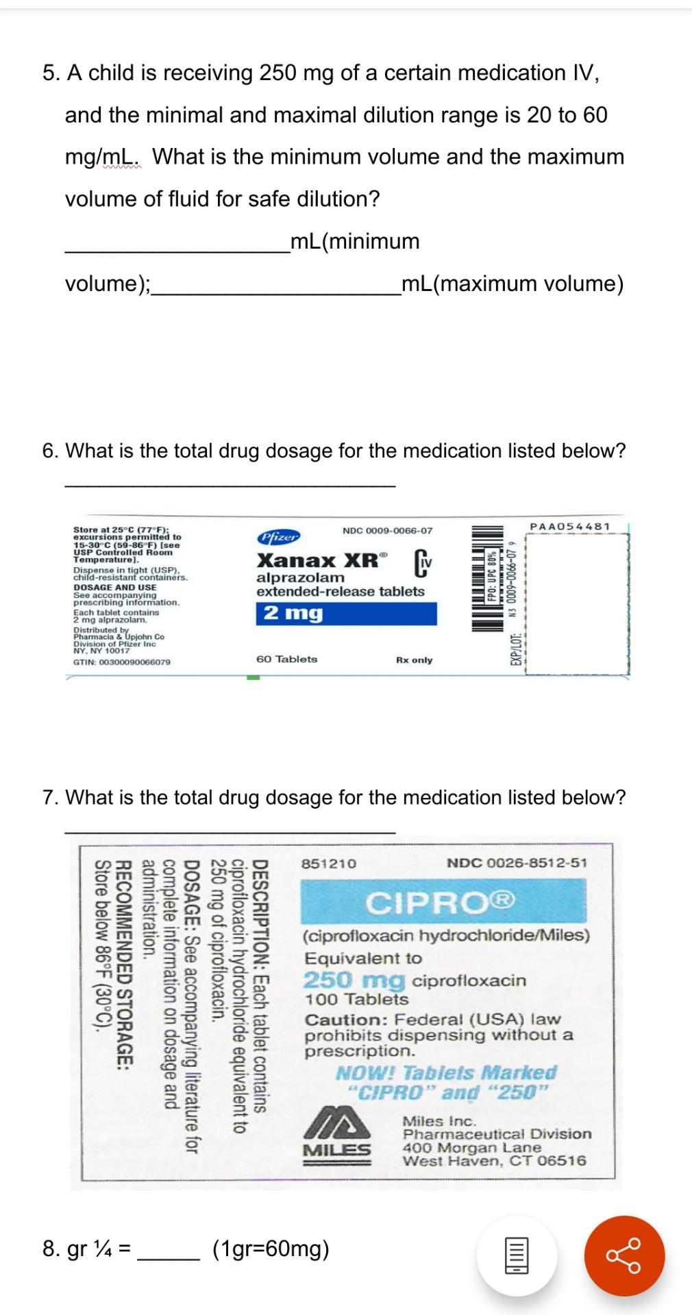 Solved 5. A child is receiving 250 mg of a certain | Chegg.com