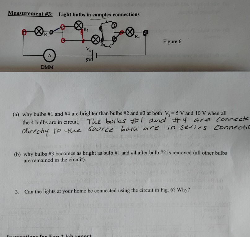 Solved Measurement #3: Light bulbs in complex connections R2 | Chegg.com