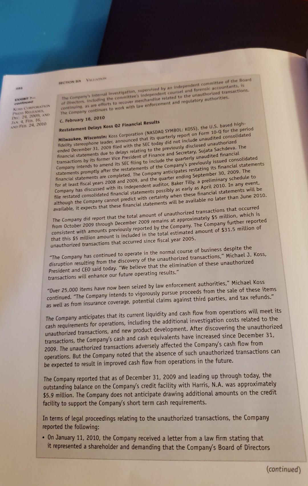 Solved What is the likely effect of the pending lawsuits on | Chegg.com