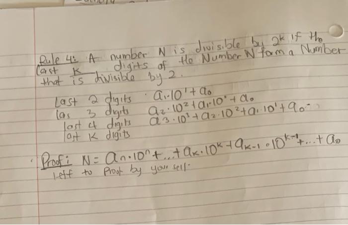 Solved Rule 3: A Number N is divisible by P3=8 if the last 3 | Chegg.com