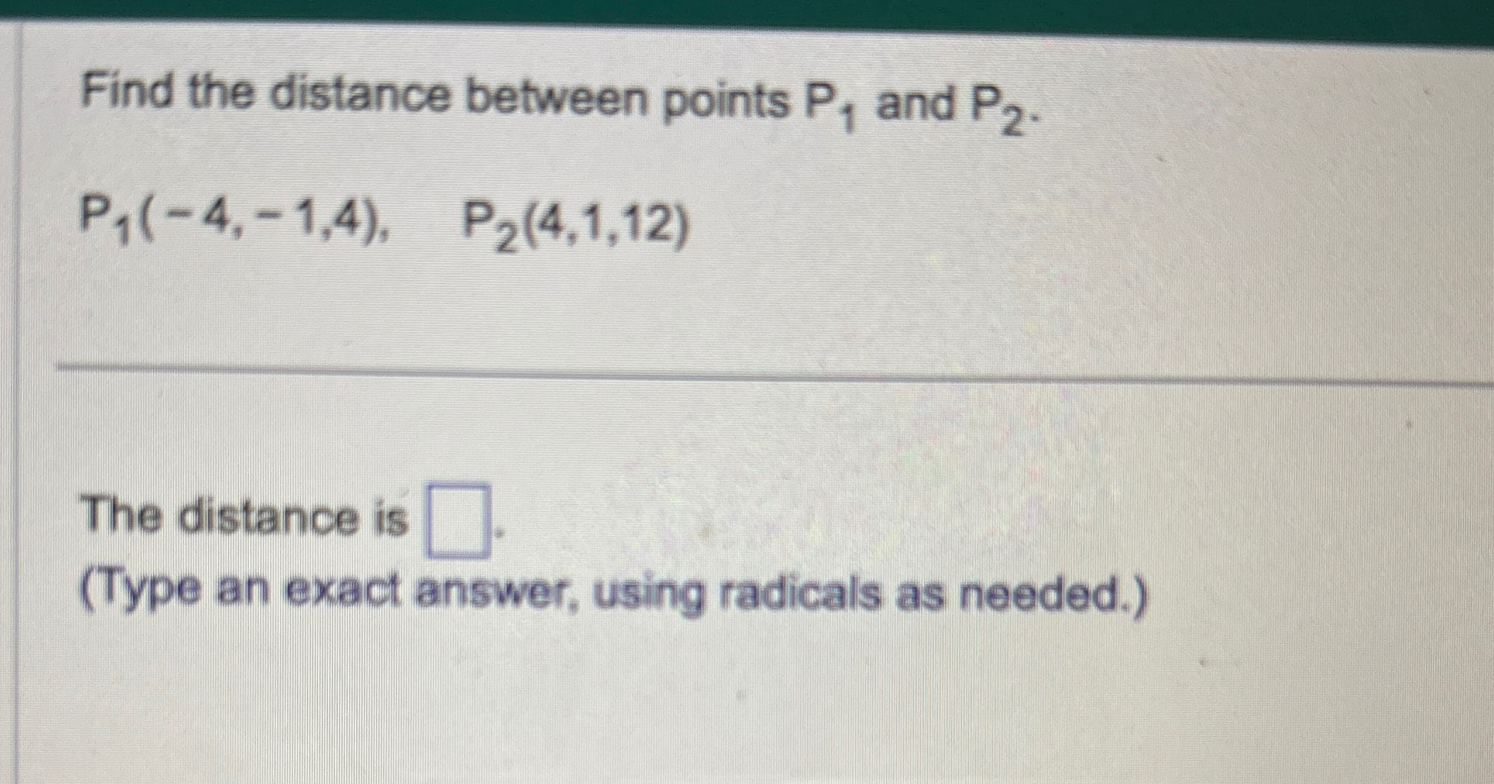 Solved Find the distance between points P1 ﻿and | Chegg.com