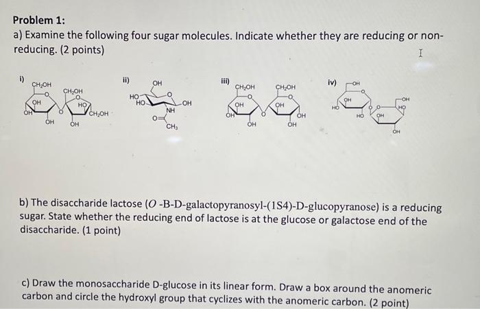 Solved a) Examine the following four sugar molecules. | Chegg.com
