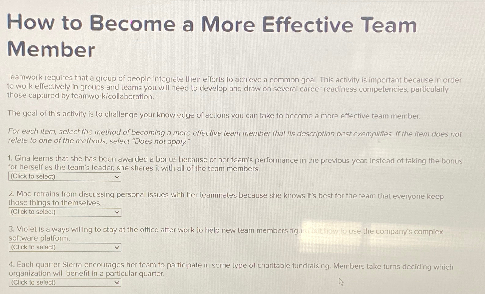 Solved How to Become a More Effective Team MemberTeamwork | Chegg.com