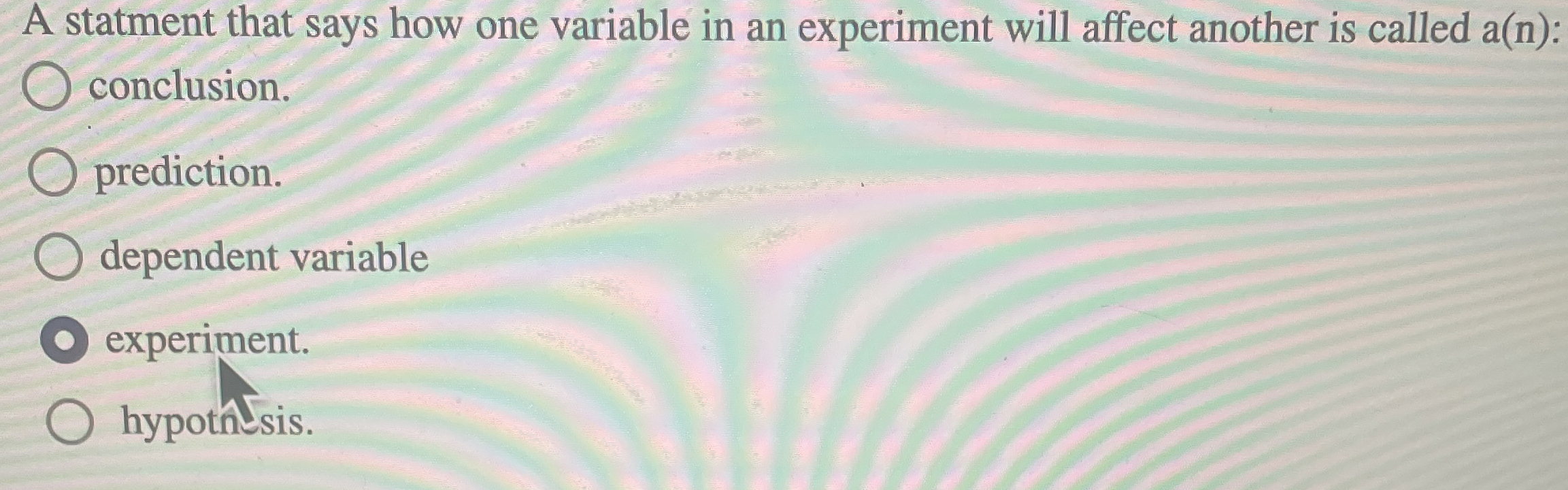 Solved A statment that says how one variable in an | Chegg.com