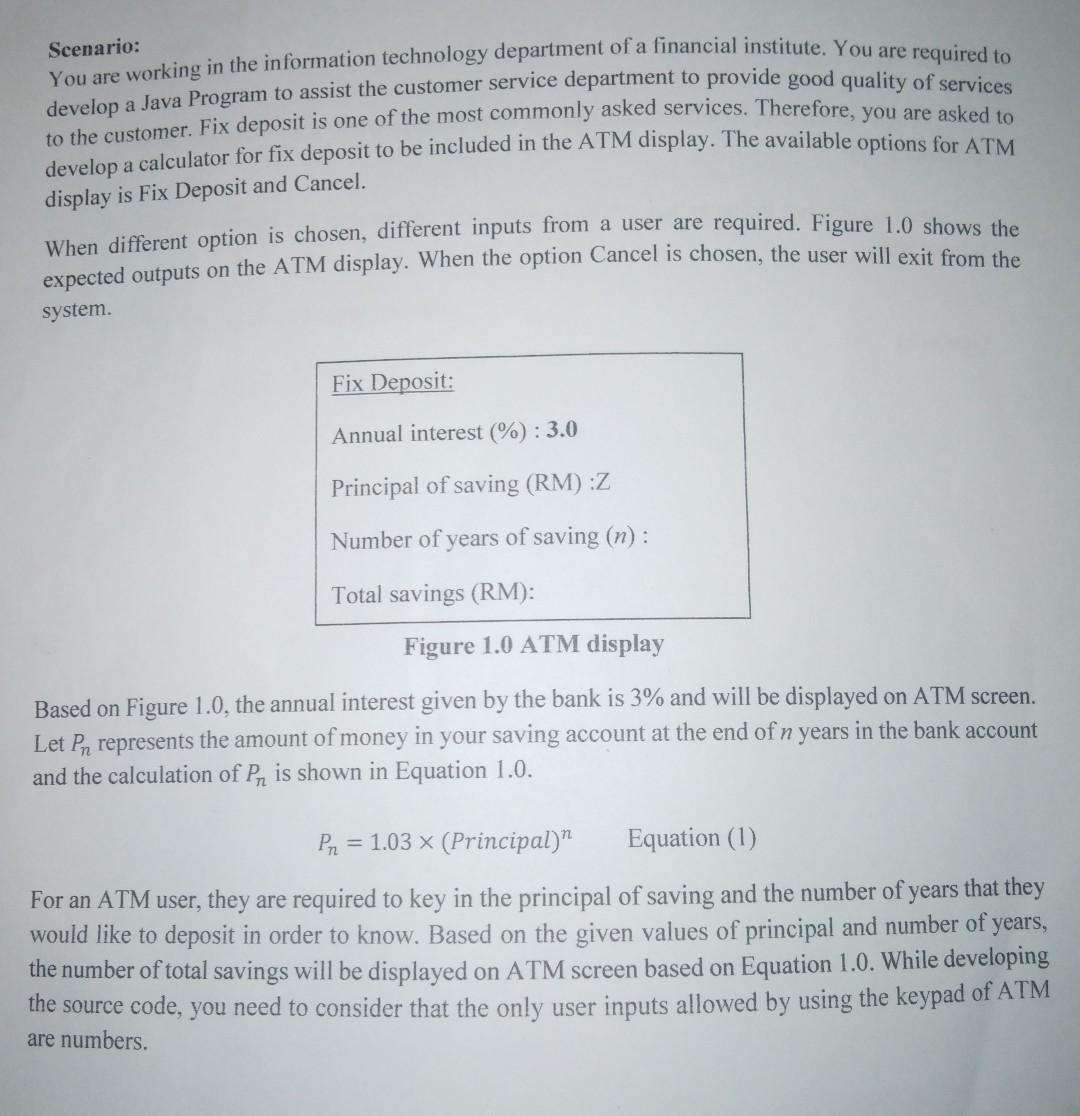 Solved Scenario: develop a Java Program to assist the | Chegg.com