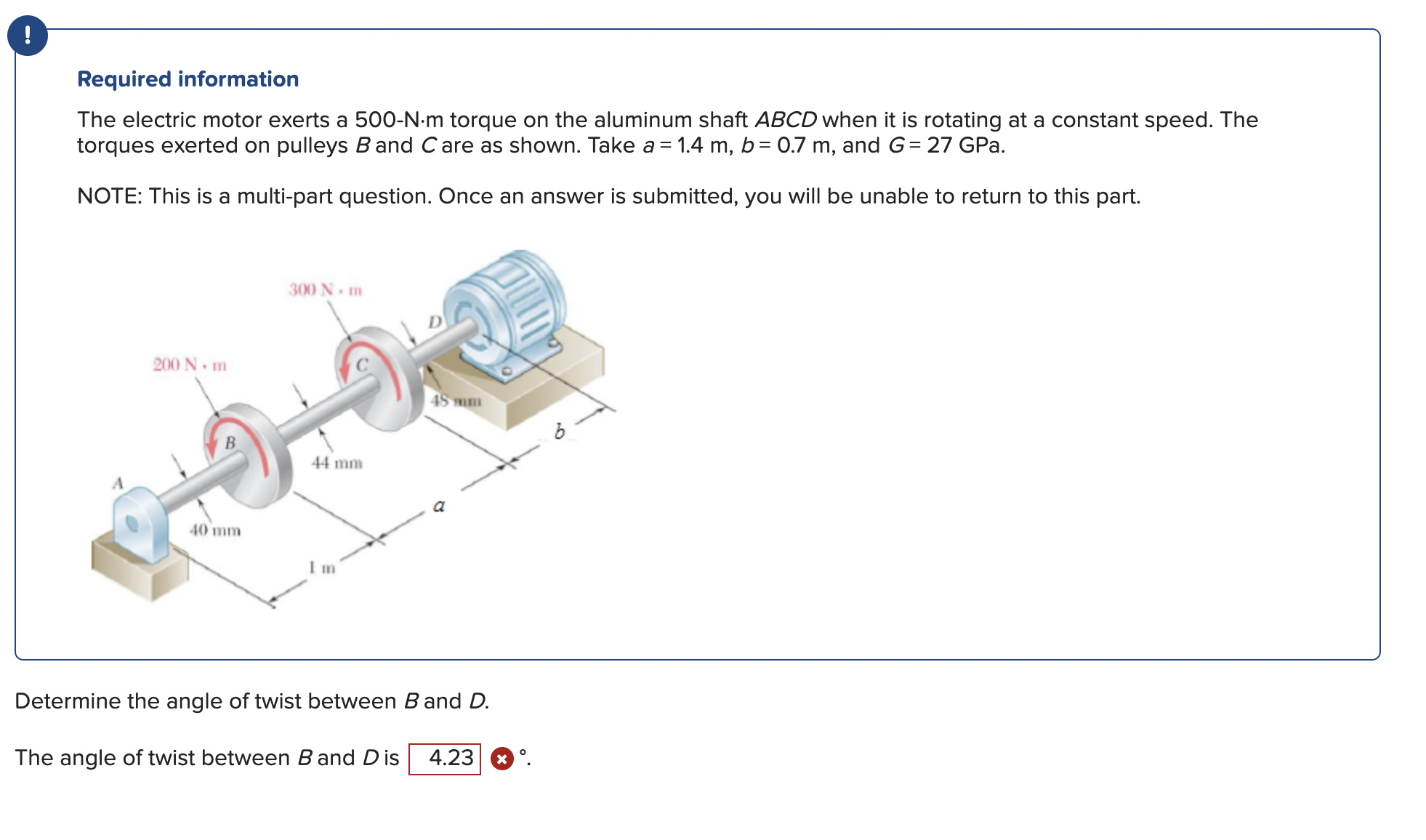 Solved Required informationThe electric motor exerts | Chegg.com