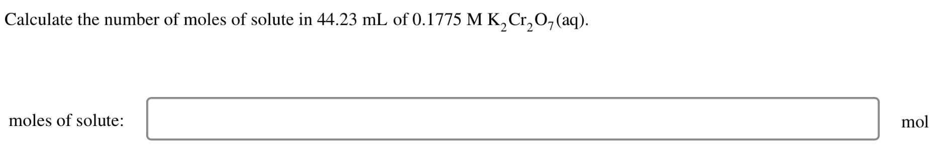 Solved Calculate The Number Of Moles Of Solute In 44 23ml