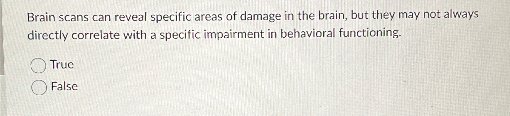 Solved Brain scans can reveal specific areas of damage in | Chegg.com