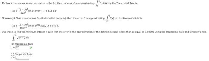 Solved If f has a continuous second derivative on [a,b], | Chegg.com