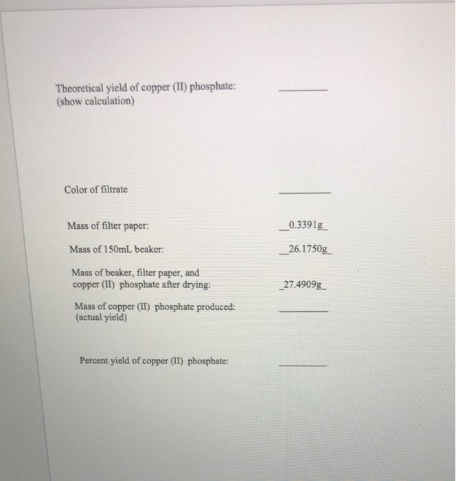 Solved Stoichiometry of Copper (II) Phosphate Formation It | Chegg.com