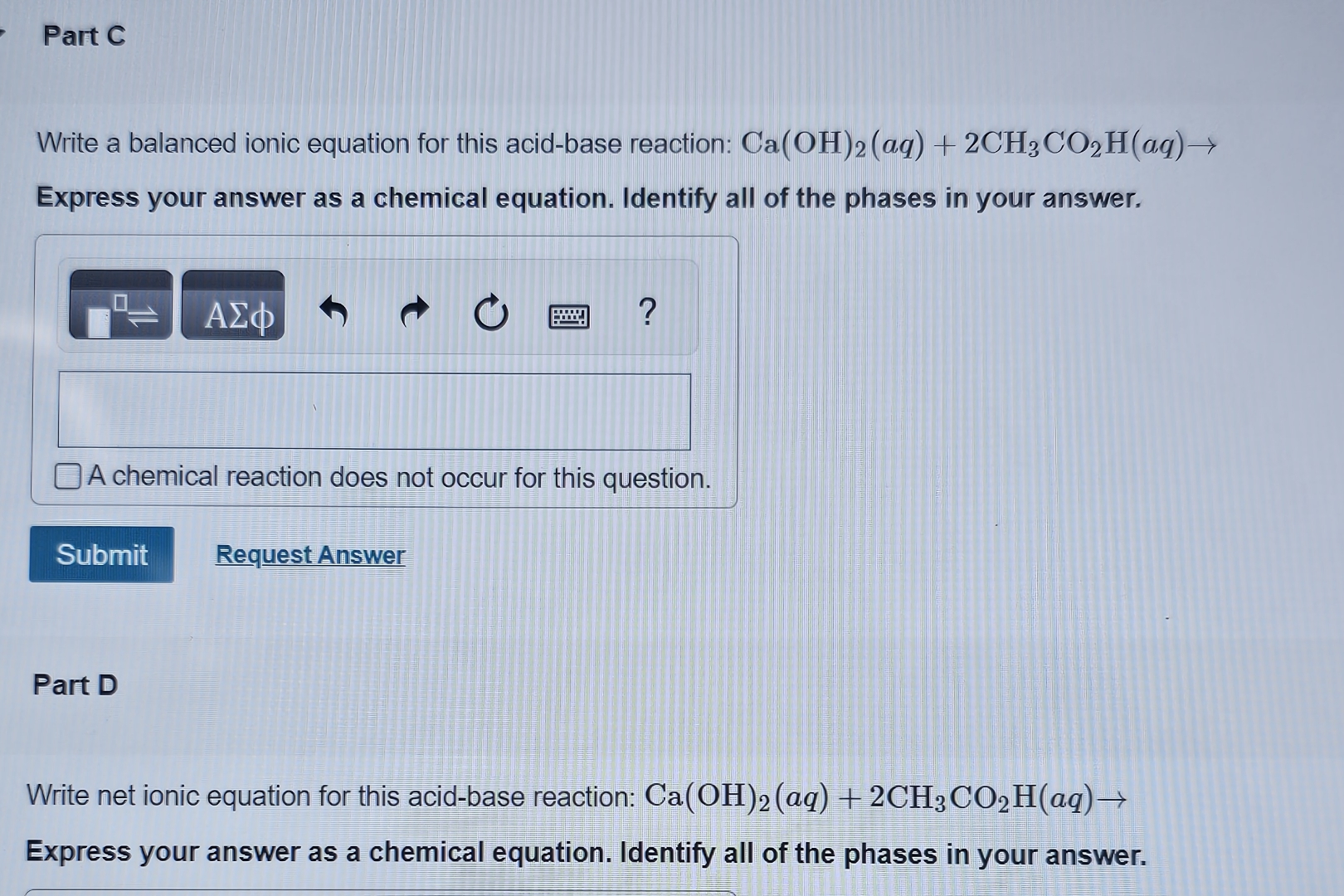 Part CWrite a balanced ionic equation for this | Chegg.com