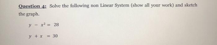 Solved Question 4: Solve the following non Linear System | Chegg.com